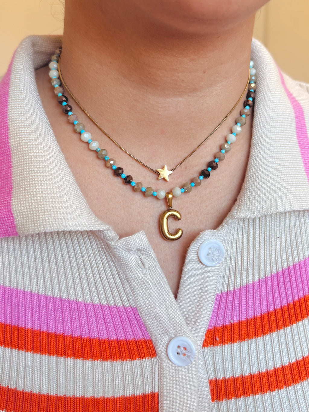 Beaded Initial Necklace – cayabycatherincastillo